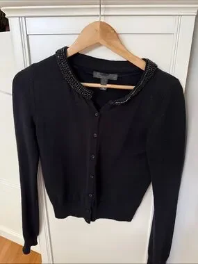 Mango | Sweaters | Mango Black Beadedcollar Womens Cardigan | Poshmark